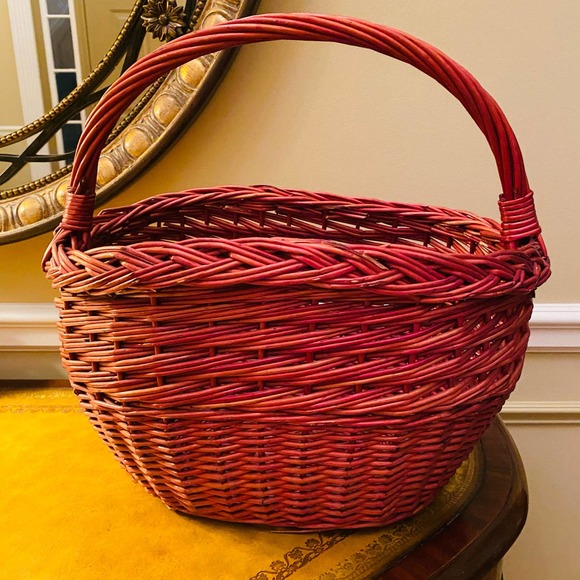 BOHO CHIC | Accents | Boho Large Wicker Brown Basket With Handle | Poshmark